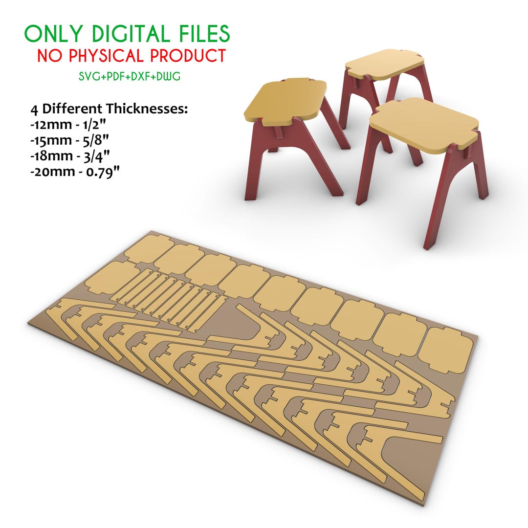 Flat Pack Stool A-3 / CNC Files for Cutting / Laser Cutting Dxf / Dwg ...