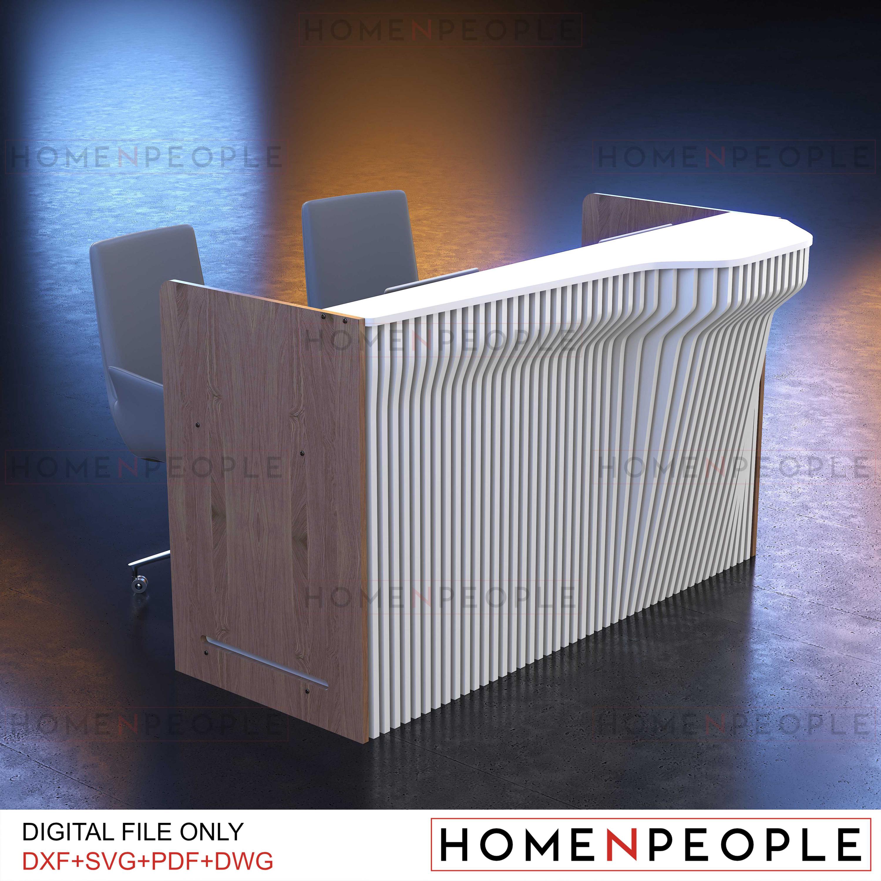 Parametric Reception Desk B-5abc / Cnc Files for Cutting / Modern ...
