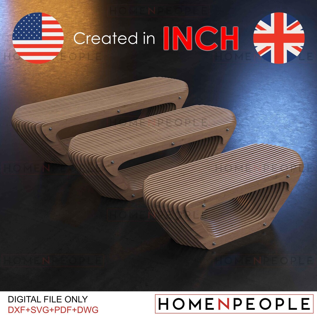 Parametric Bench A-3 / Cnc Files for Cutting / Parametric DXF / Wooden ...