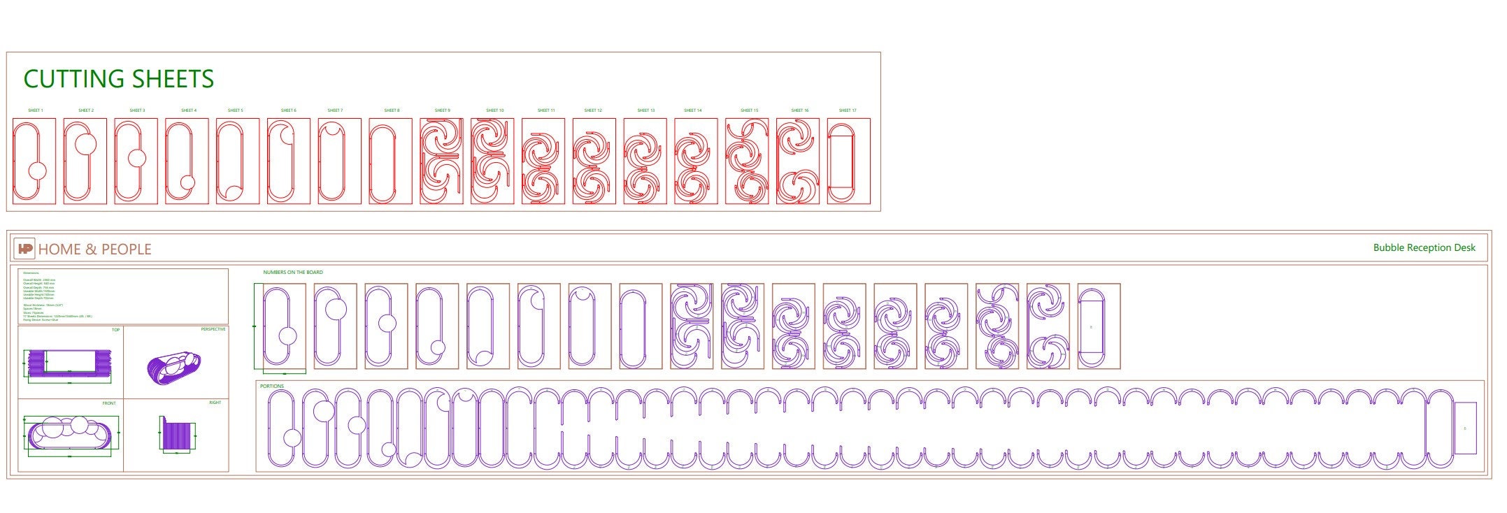 Parametric Reception Desk A-3a / Cnc Files for Cutting / Bubble Front ...