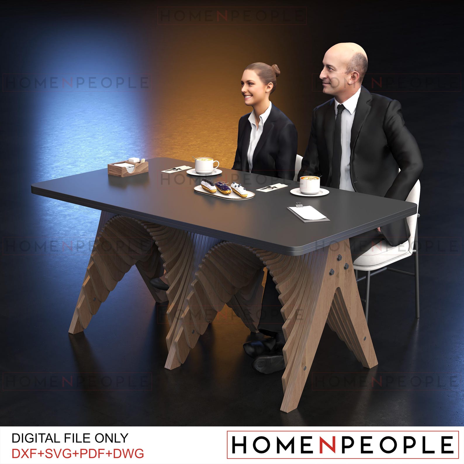 Parametric Dining Table A-3 / CNC Files for Cutting / Plywood Laser ...