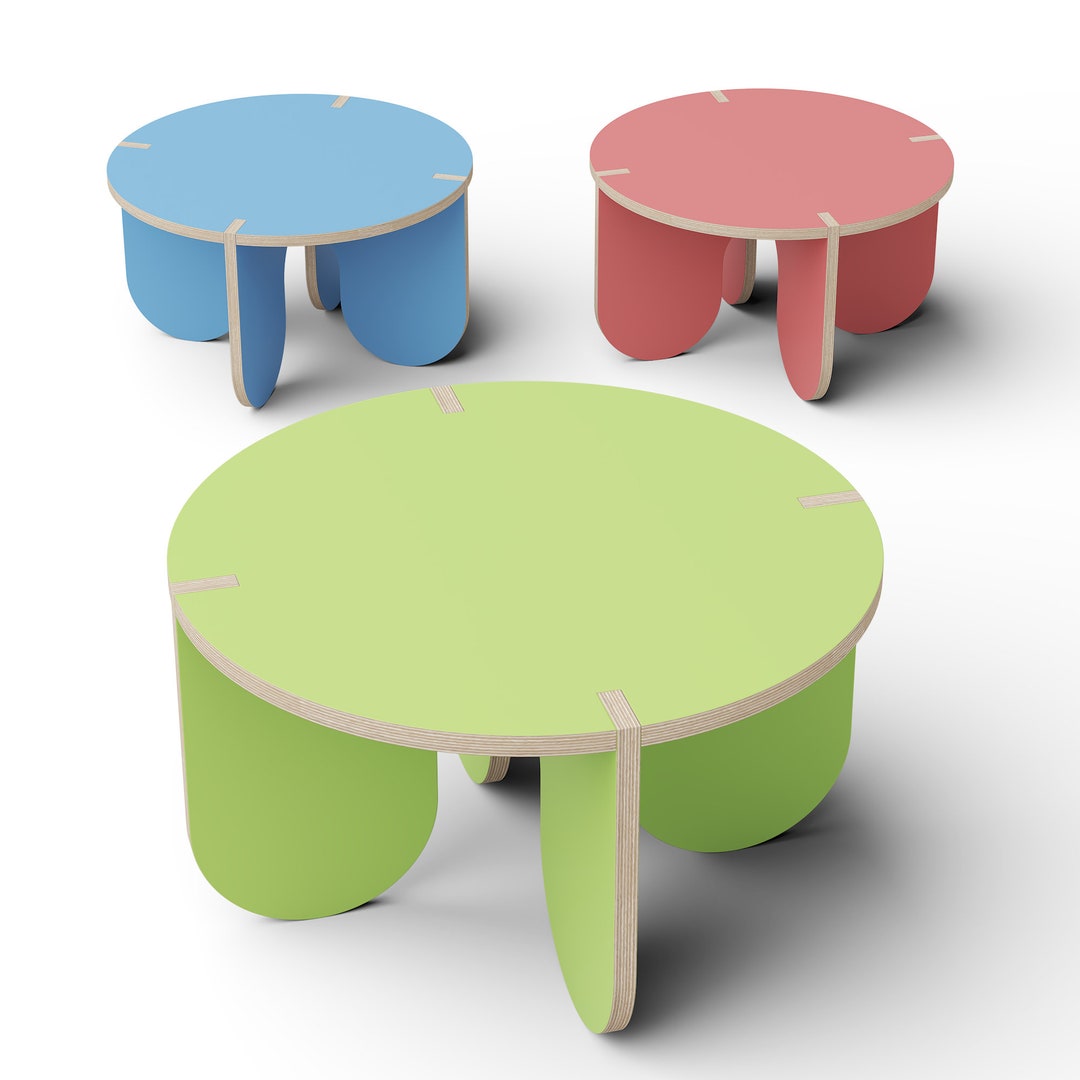 Flat Pack Coffee Table A-1 / CNC Files for Cutting / Bubble Stand / Circle Plywood Coffee Table ...