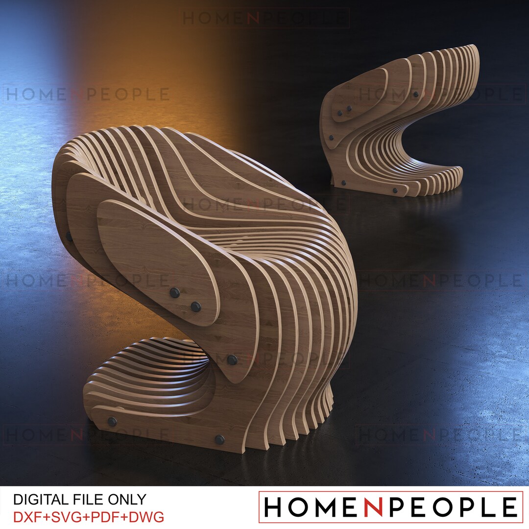 Parametric Armchair A-2 / CNC Files for Cutting / Cnc Wooden Seat Plan ...