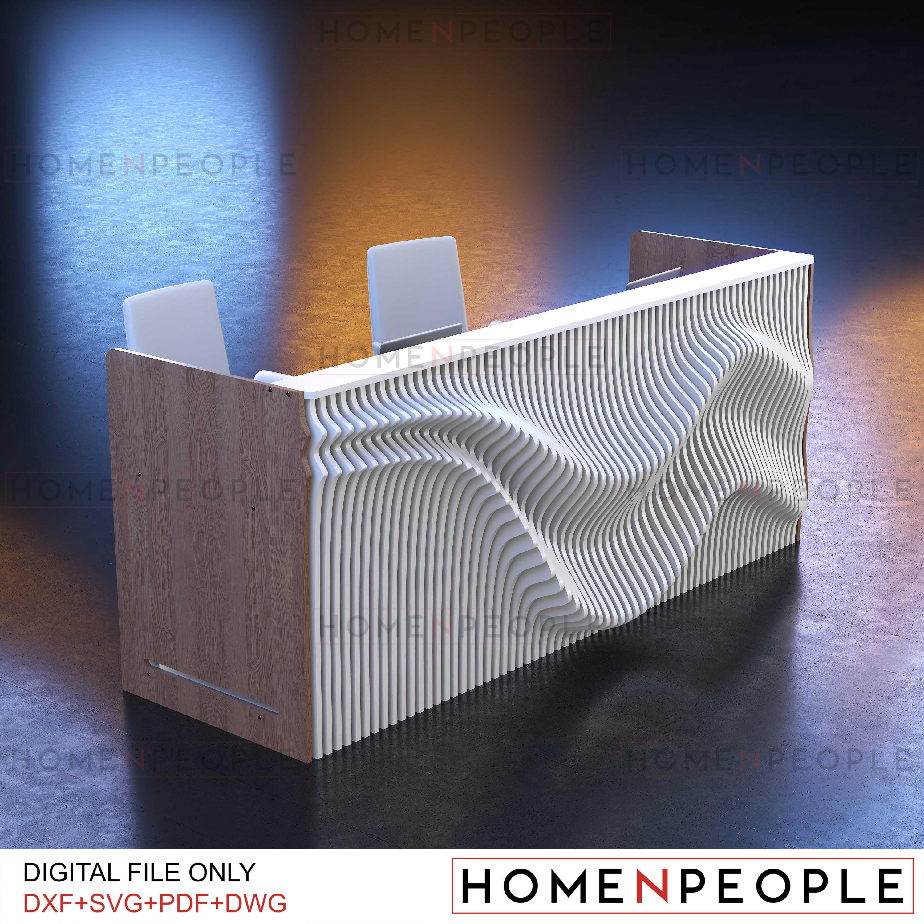 Parametric Reception Desk B-9cde / Cnc Files for Cutting / Modern ...