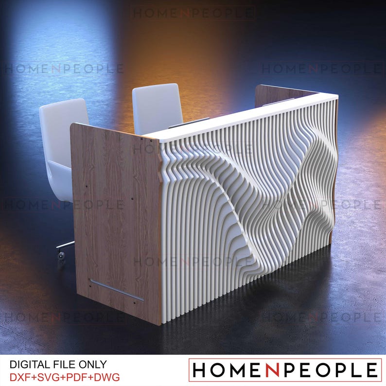 Parametric Reception Desk B-9cde / Cnc Files for Cutting / Modern ...