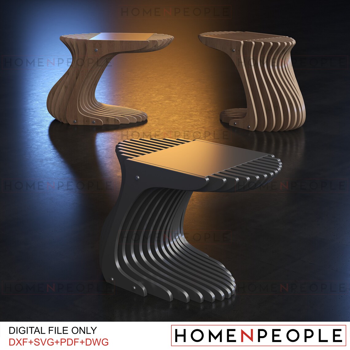 Parametric Coffee Table A-4 / CNC Files for Cutting / Plywood Laser ...