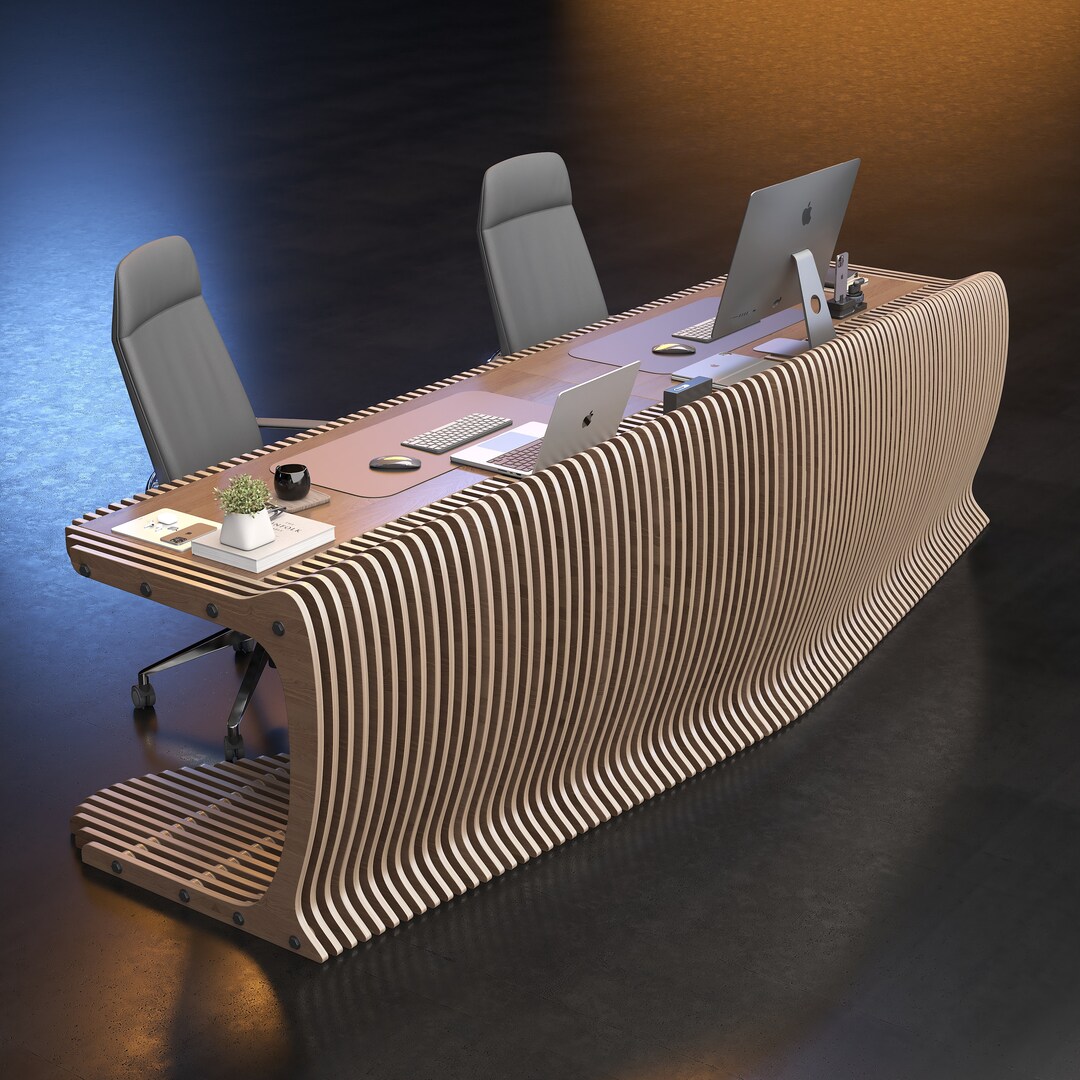 Parametric Reception Desk A-4 / Cnc Files for Cutting / Modern Wooden ...