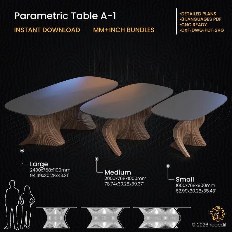 Parametric Table A-1 | Wavy Dining Table CNC Design File | Digital ...