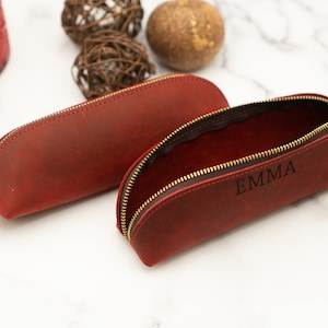 Custom Leather Pencil Case, Personalized Pencil Organizer, Monogrammed ...