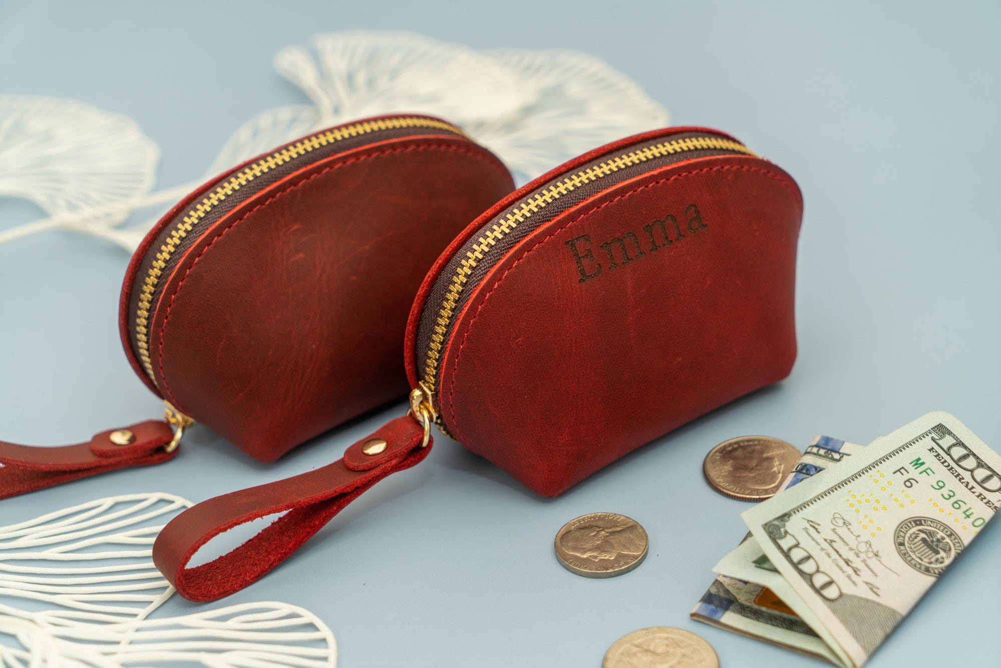 Custom Small Zipper Pouch, Small Leather Purse, Leather Coin Purse ...