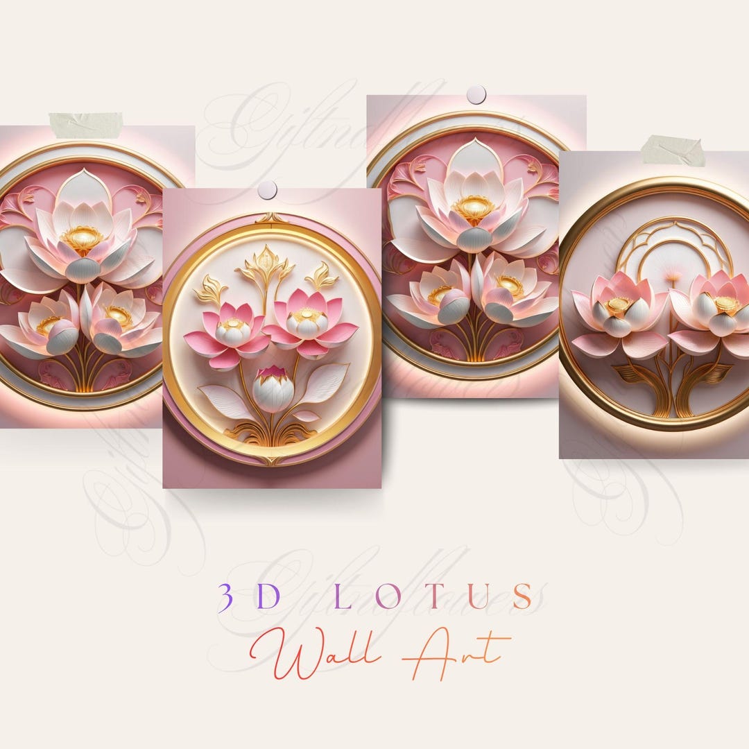 3D Lotus Wall Art | Modern Flower Design | Digital Download | Elegant ...