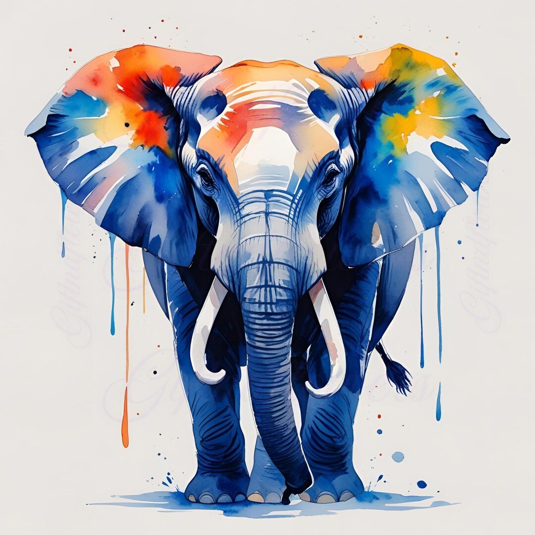Watercolor Elephant Clipart Bundle: Artistic PNG Images (digital ...