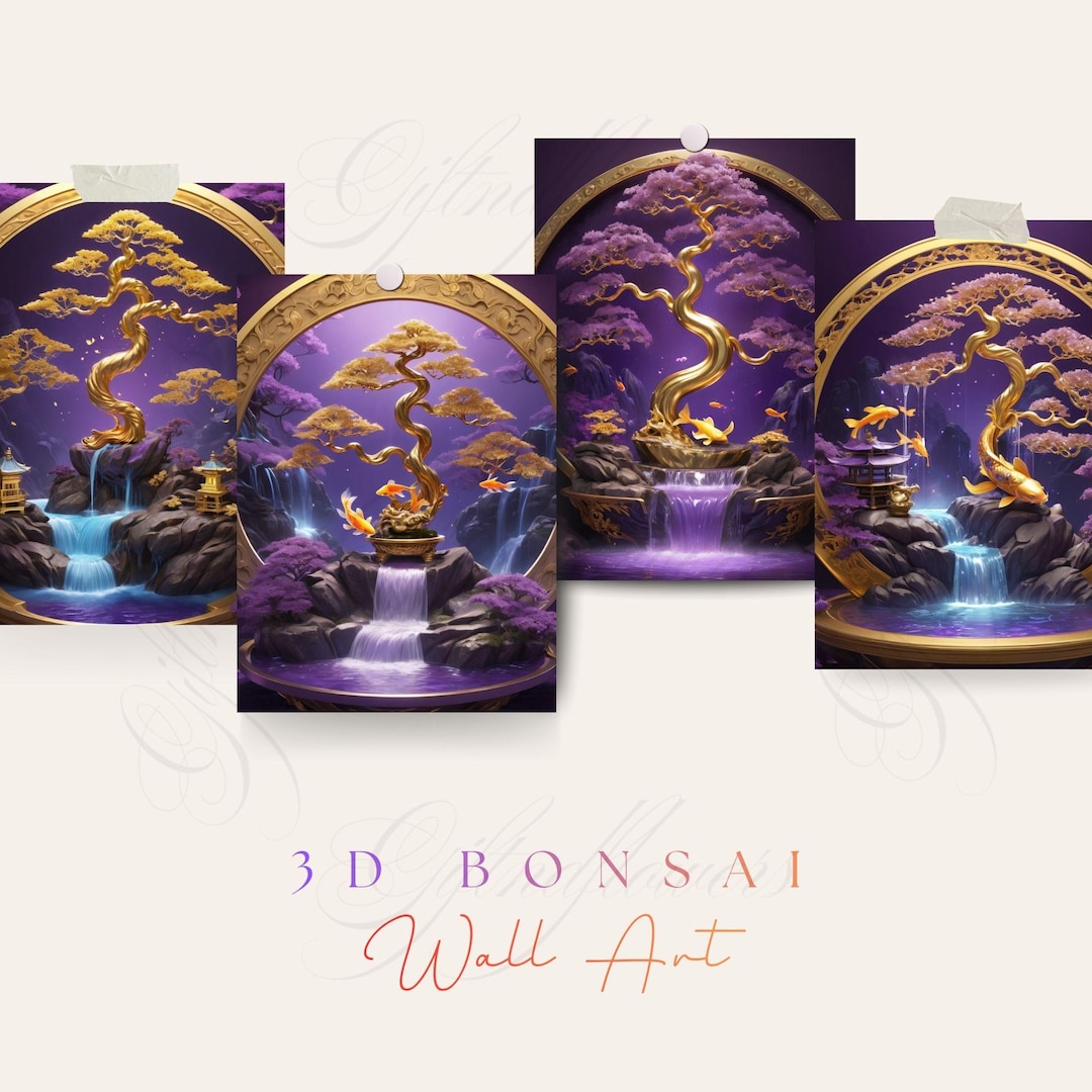 Bonsai Art Print, 3D Zen Tree, Luxury Home Decor, Nature Wall Art ...
