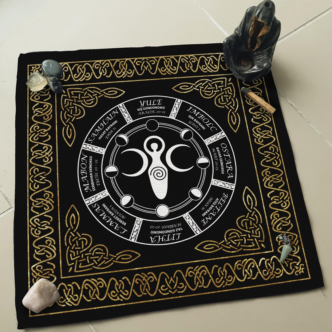 Triple Moon, Sabbat Wheel, Hecate Decorative Altar Cloth - Etsy