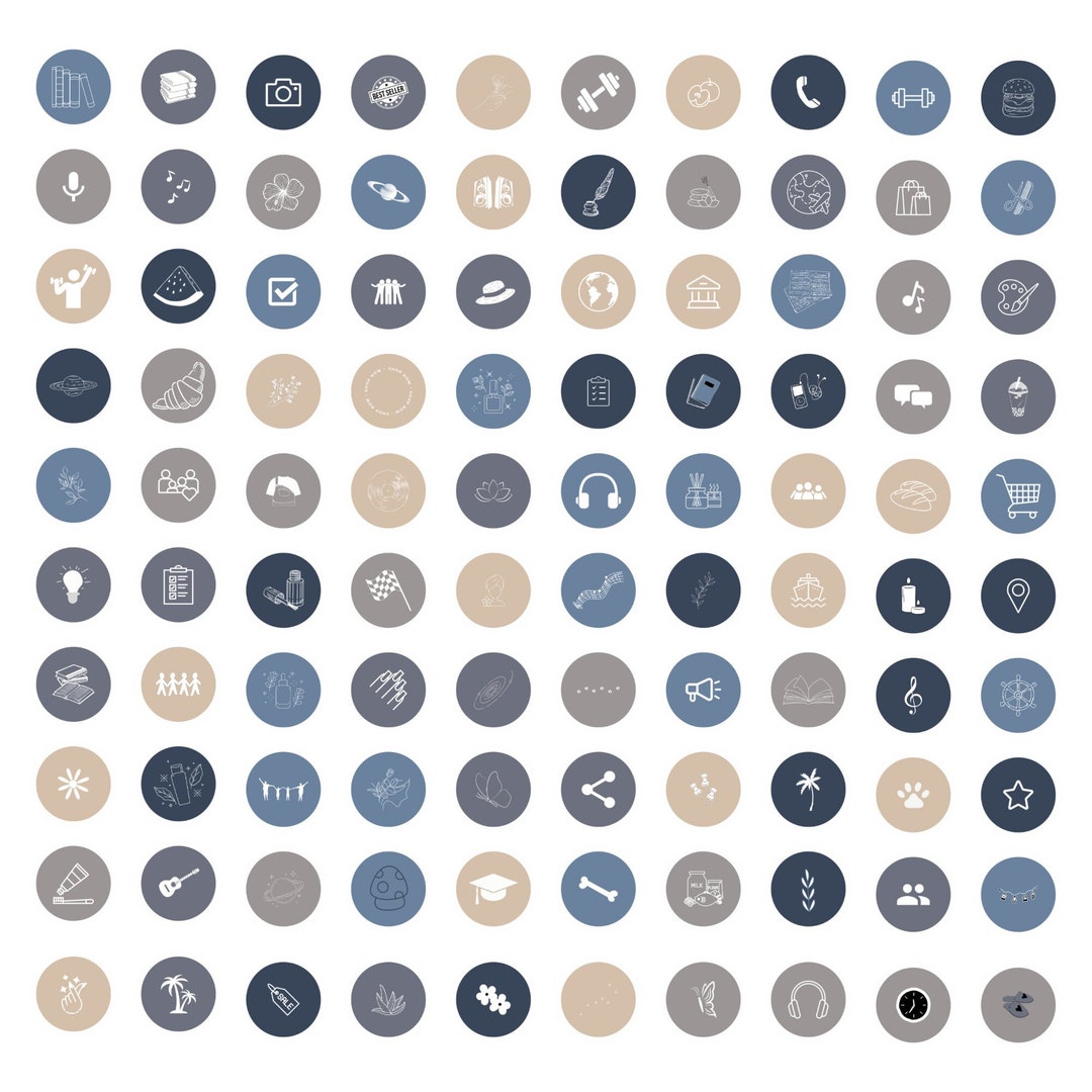 100 Aesthetic Instagram Highlight Icons Aesthetic Canva Template Social ...