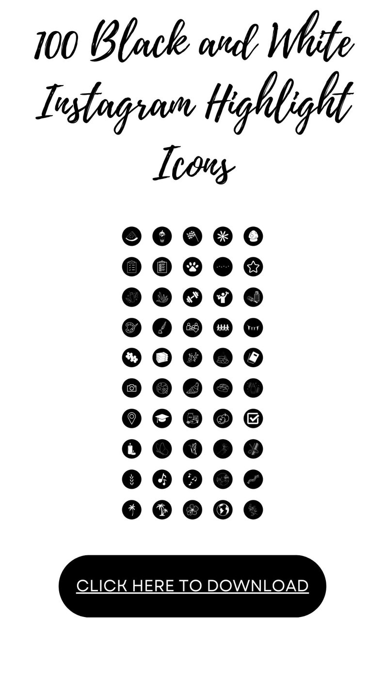 100 Black and White Instagram Highlight Icons | Aesthetic Highlight ...