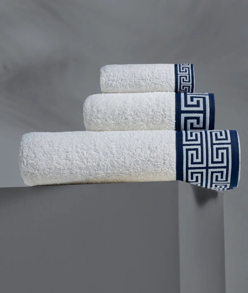 3 Pcs Bath Towel Set Greek Patterned Towel Key Patterned - Etsy