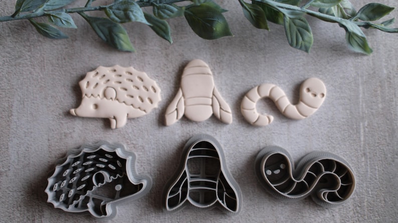 Hedgehog, Hornet and Cute Worm Set Polymer Clay Cutter: Jewelry ...