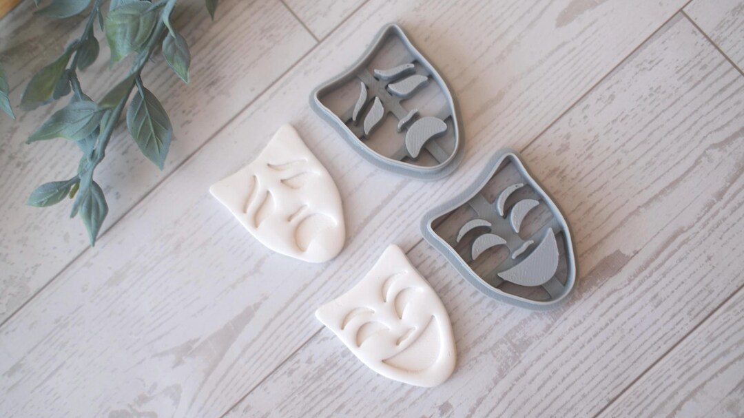 Theater Mask Funny & Sad (set of 2) Cutter / Polymer Clay Cutter ...