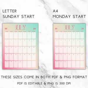 Editable July 2024 Calendar Printable, Retro Groovy July 2024 Printable ...