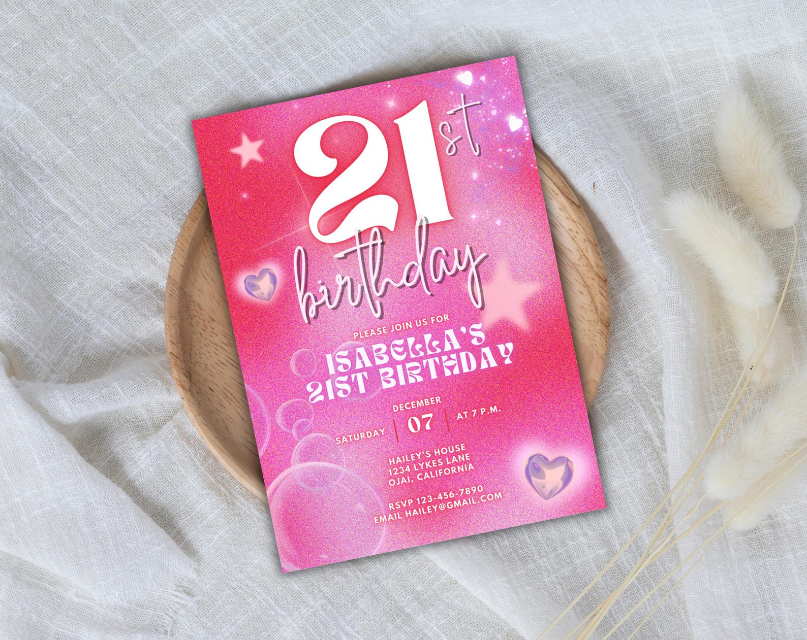 Editable Birthday Invitation - Y2K Pink & Red, Y2K, Groovy, Maximalist ...