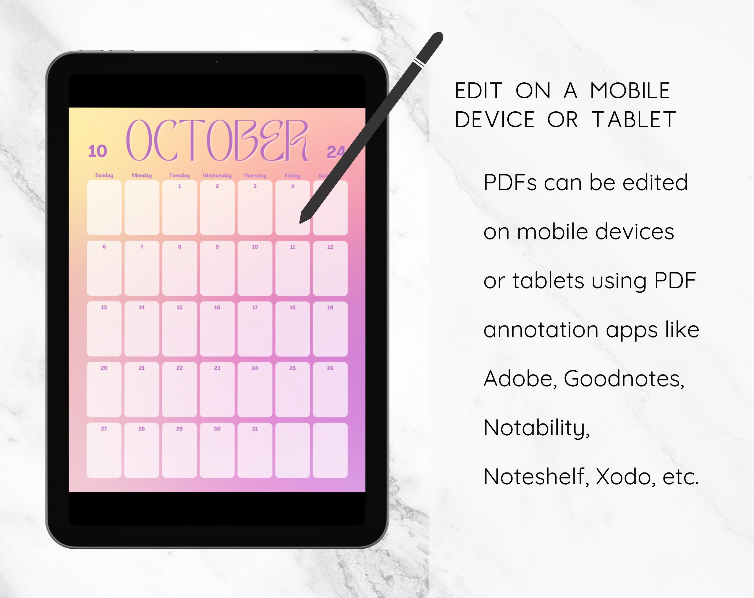 Editable October 2024 Calendar Printable, Retro Groovy October 2024 ...
