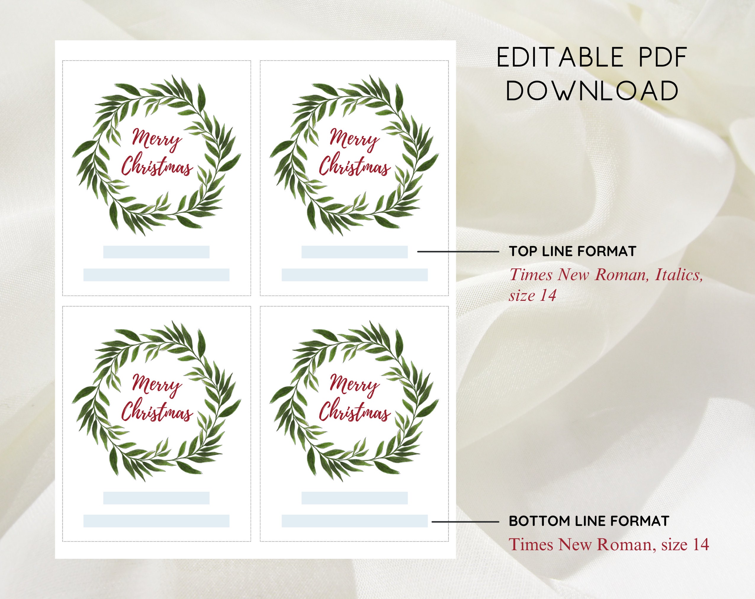 Christmas Wreath Wine Label, Classic Christmas Wine Label, Printable ...