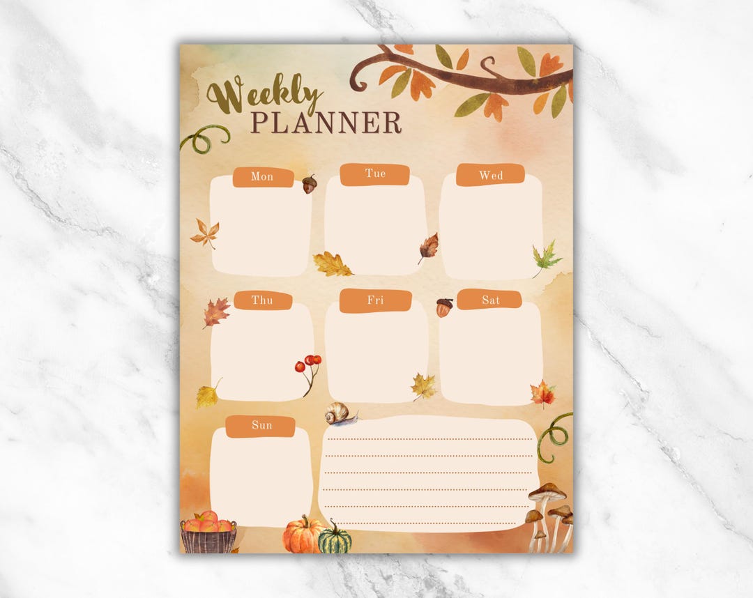 Editable Fall Weekly Planner Undated, Printable Fall Planner, Autumn ...