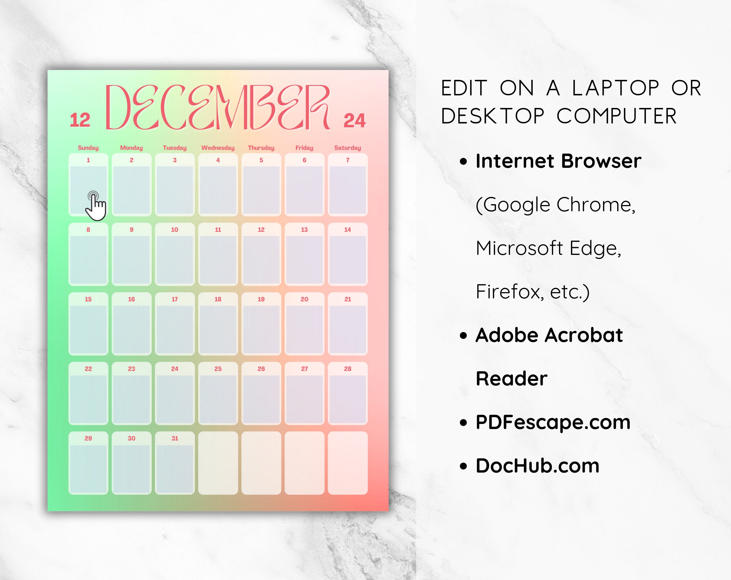Editable December 2024 Calendar Printable, Retro Groovy December 2024 ...