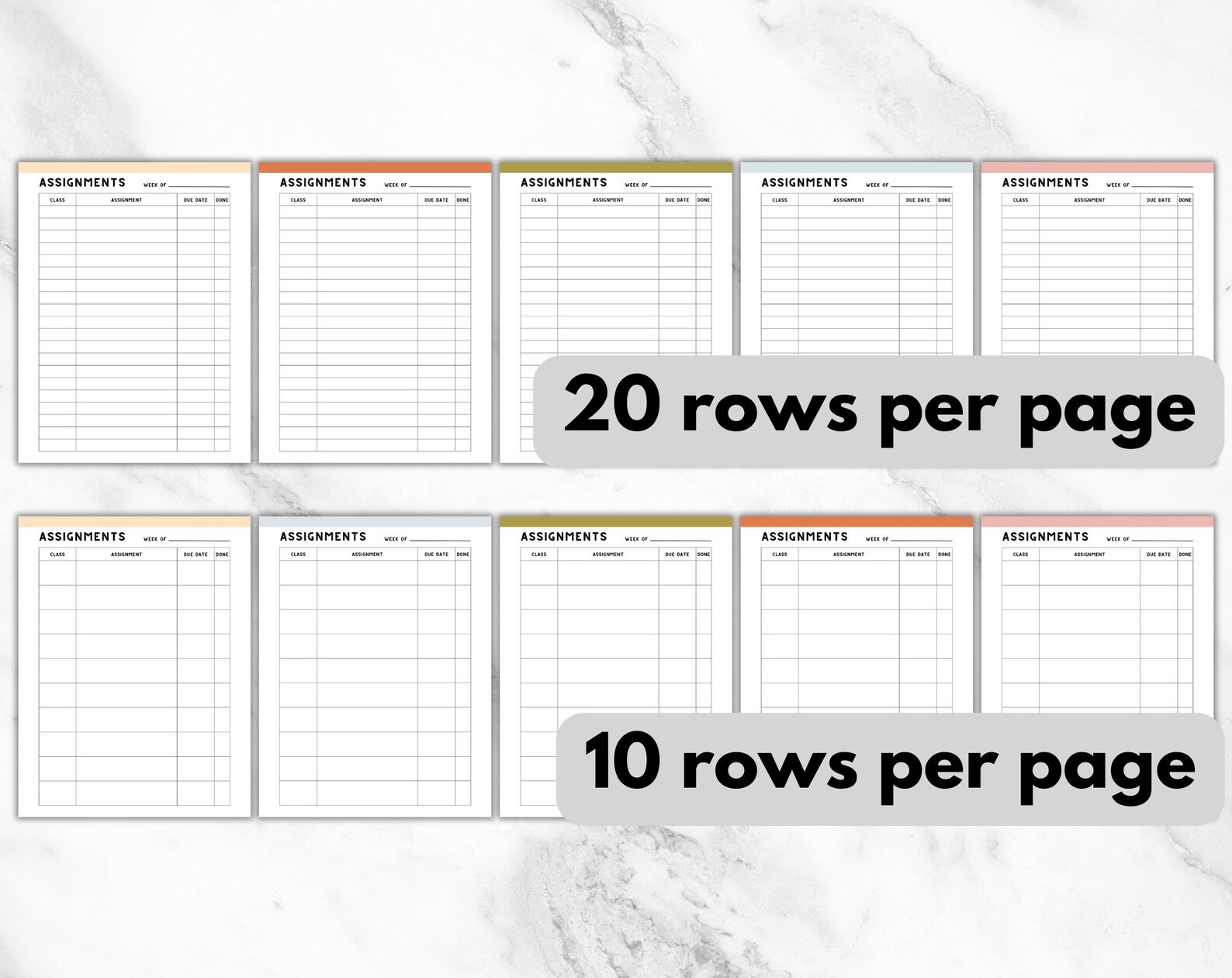 Printable Weekly Assignment Tracker, Letter, A4, Homework Organizer ...