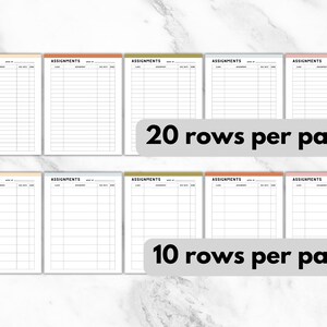 Printable Weekly Assignment Tracker, Letter, A4, Homework Organizer ...