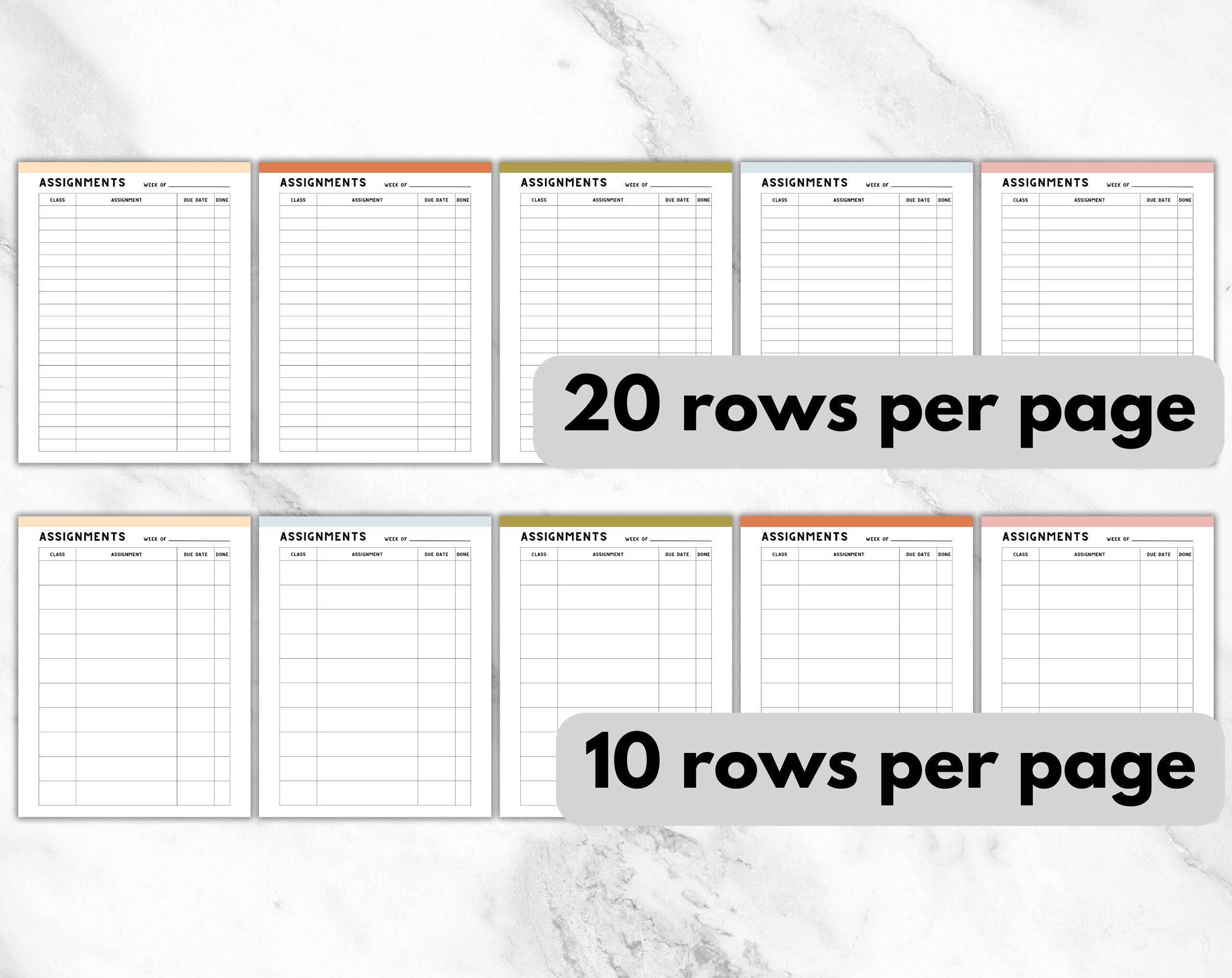 Printable Weekly Assignment Tracker, Letter, A4, Homework Organizer ...