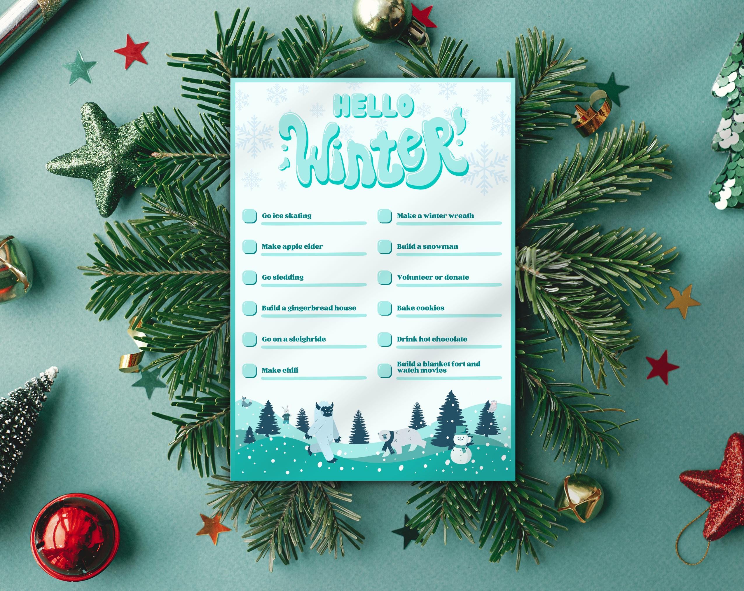 Winter Bucket List Template, Printable Winter Bucket List, Letter, A4 ...