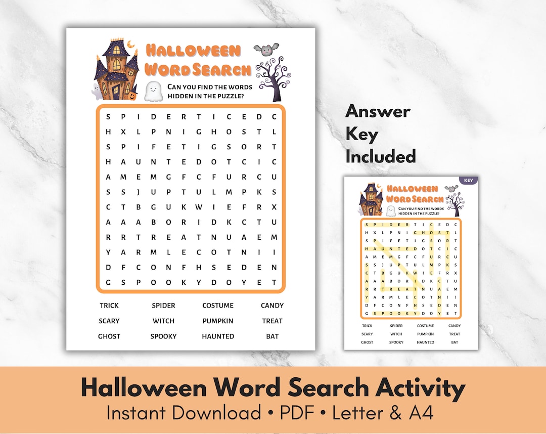 Printable Halloween Word Search, Printable Halloween Activity ...
