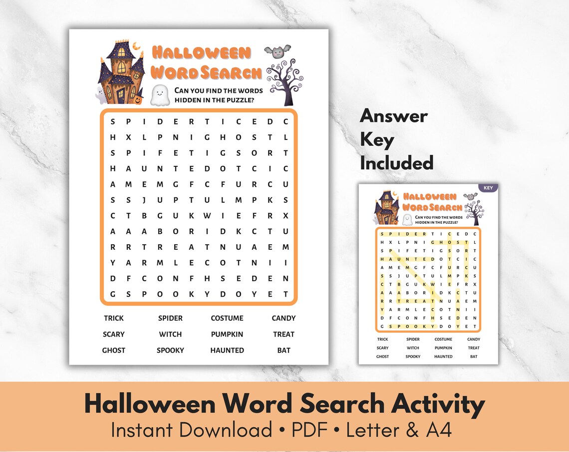 Printable Halloween Word Search, Printable Halloween Activity ...