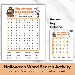 Printable Halloween Word Search, Printable Halloween Activity ...