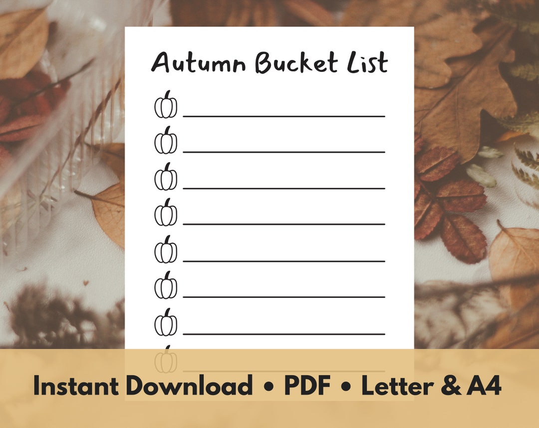 Fall Bucket List, Printable Fall Bucket List, Letter, A4, Instant ...