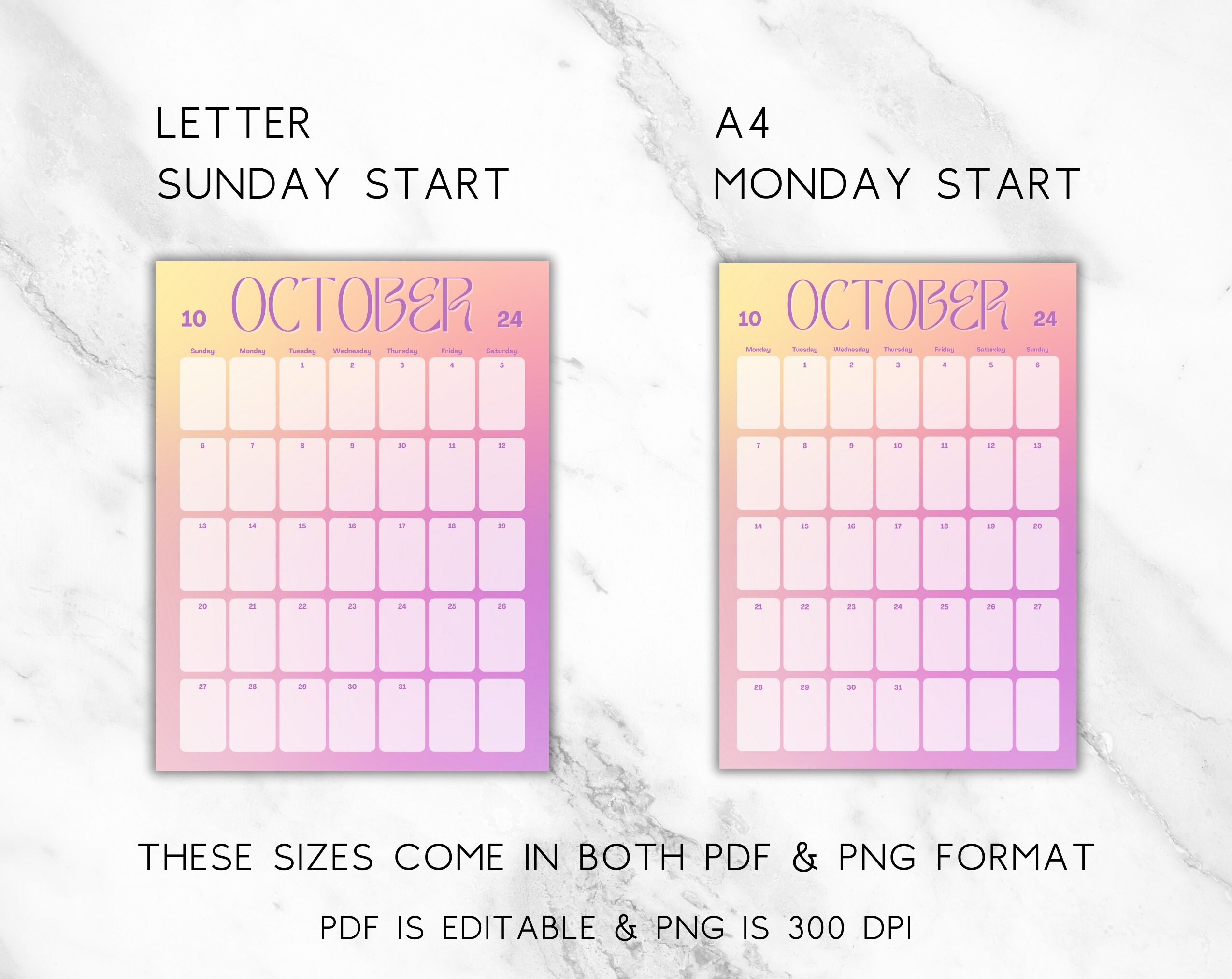 Editable October 2024 Calendar Printable, Retro Groovy October 2024 ...