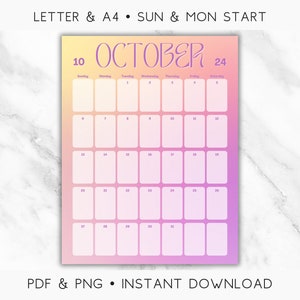 Editable October 2024 Calendar Printable, Retro Groovy October 2024 ...