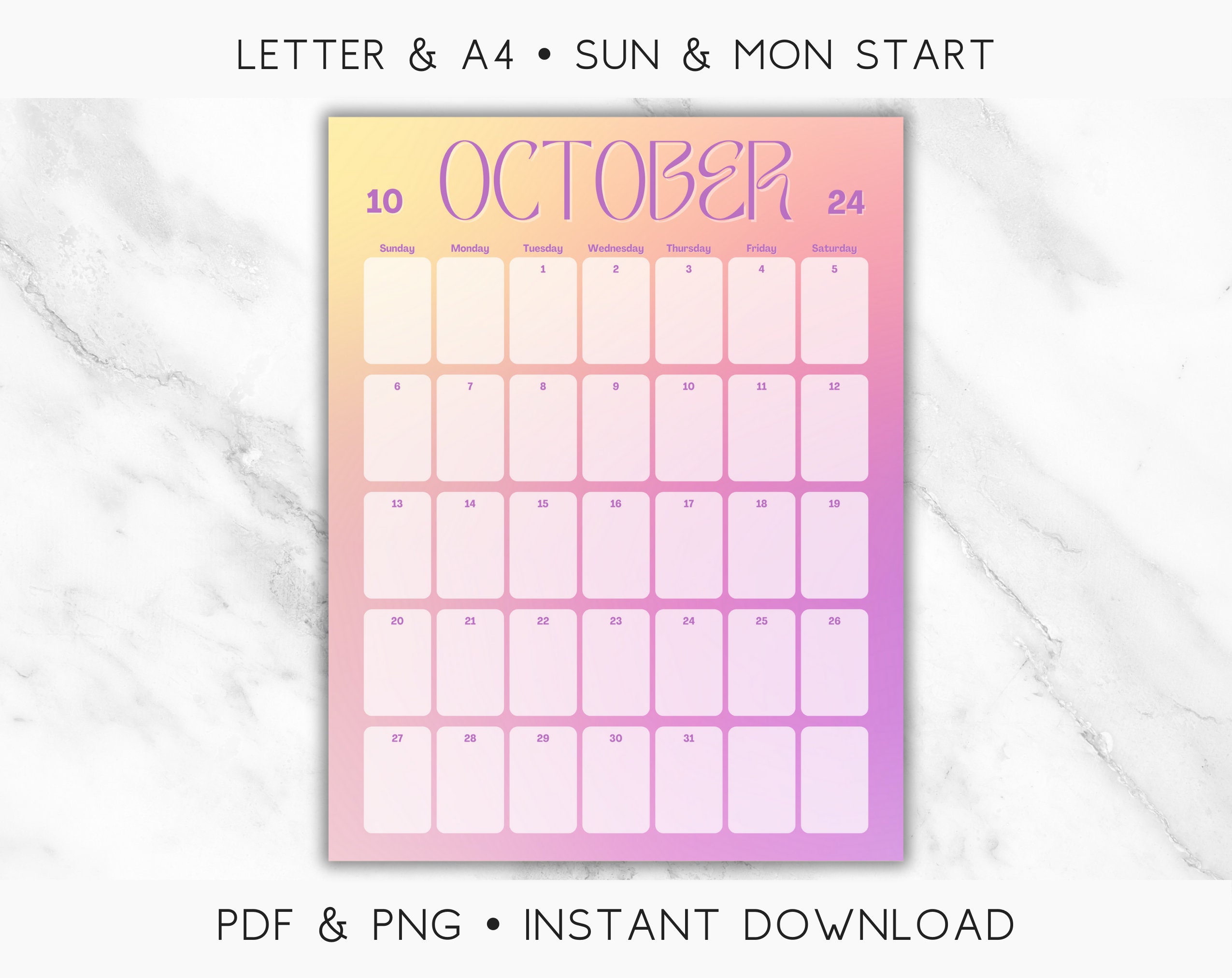 Editable October 2024 Calendar Printable, Retro Groovy October 2024 ...
