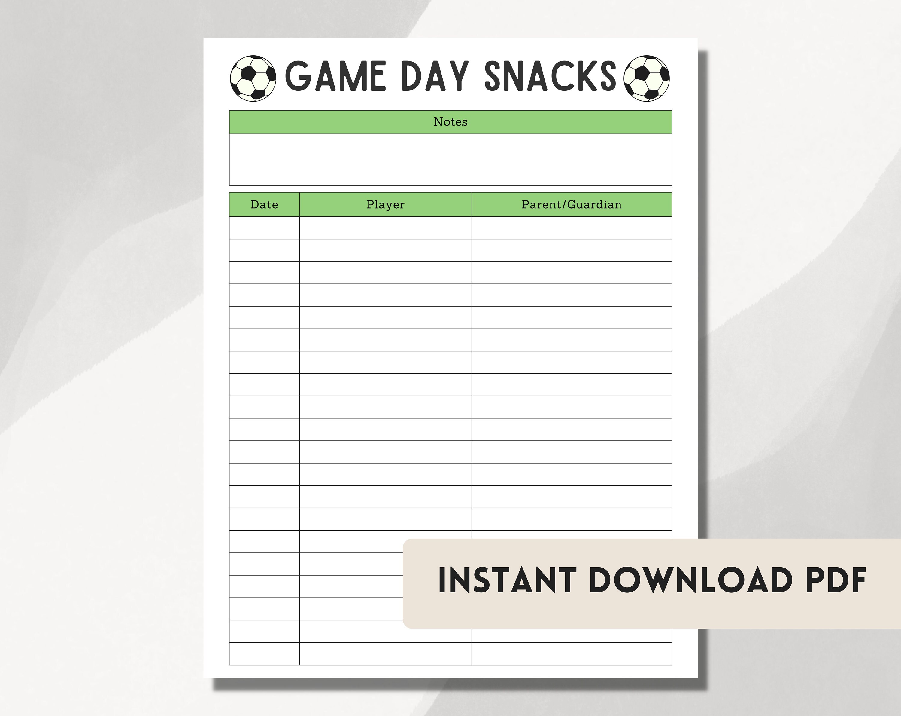 Snack List Template
