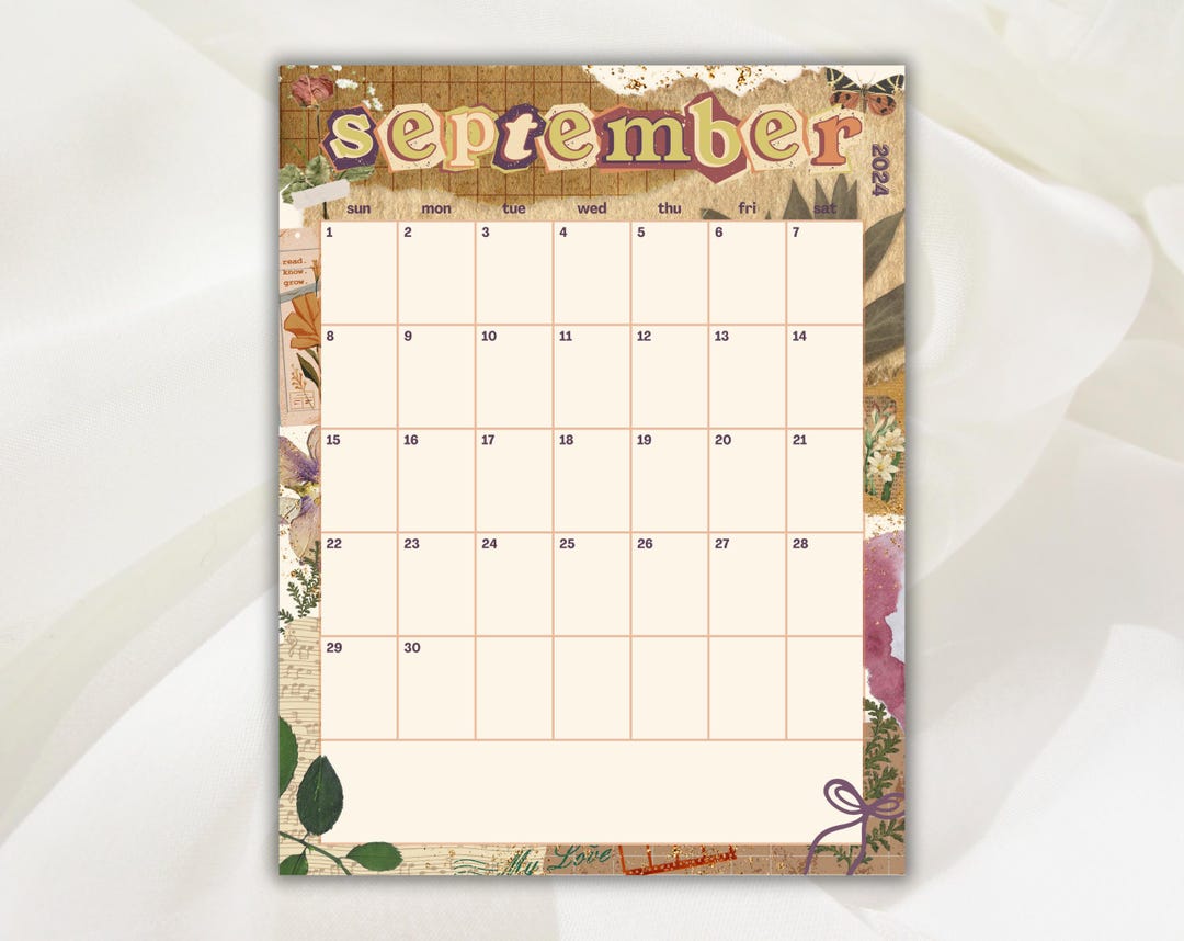 Editable September 2024 Calendar Printable, Letter, A4, Portrait ...