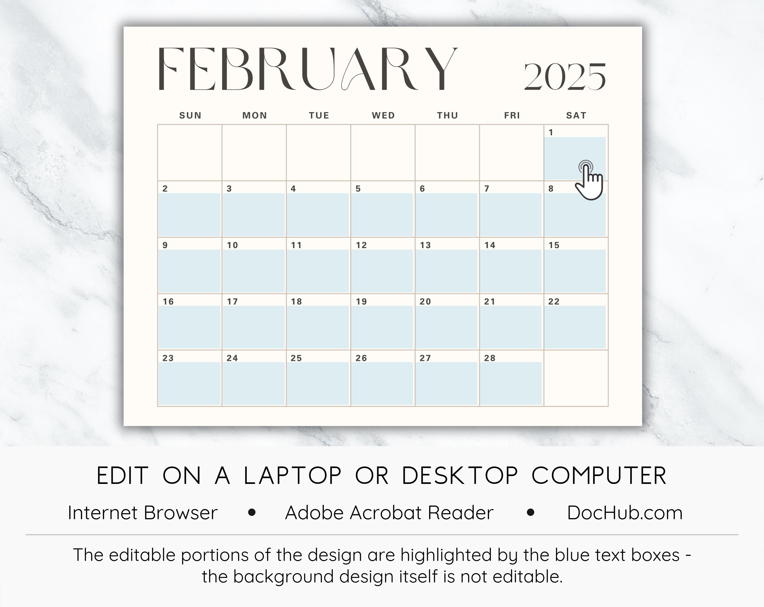 Editable February 2025 Calendar Printable, Retro February 2025 ...