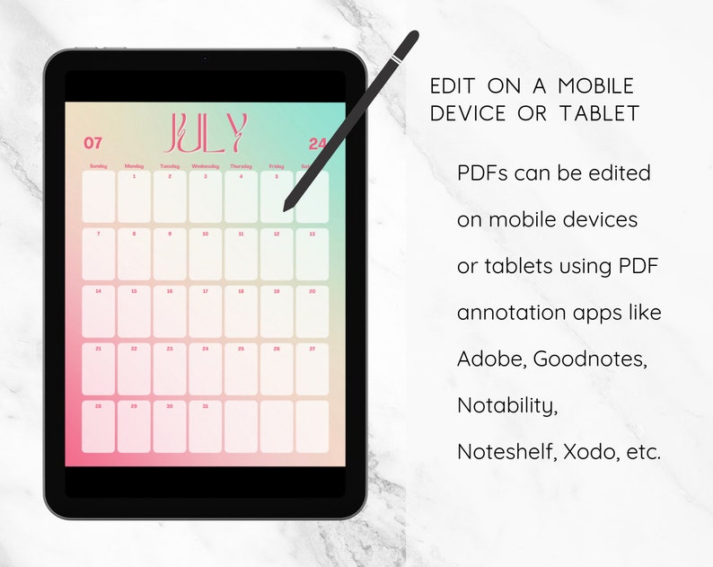 Editable July 2024 Calendar Printable, Retro Groovy July 2024 Printable ...