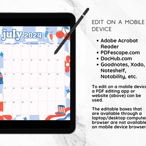 Editable July 2024 Calendar Printable, Retro July 2024 Printable ...