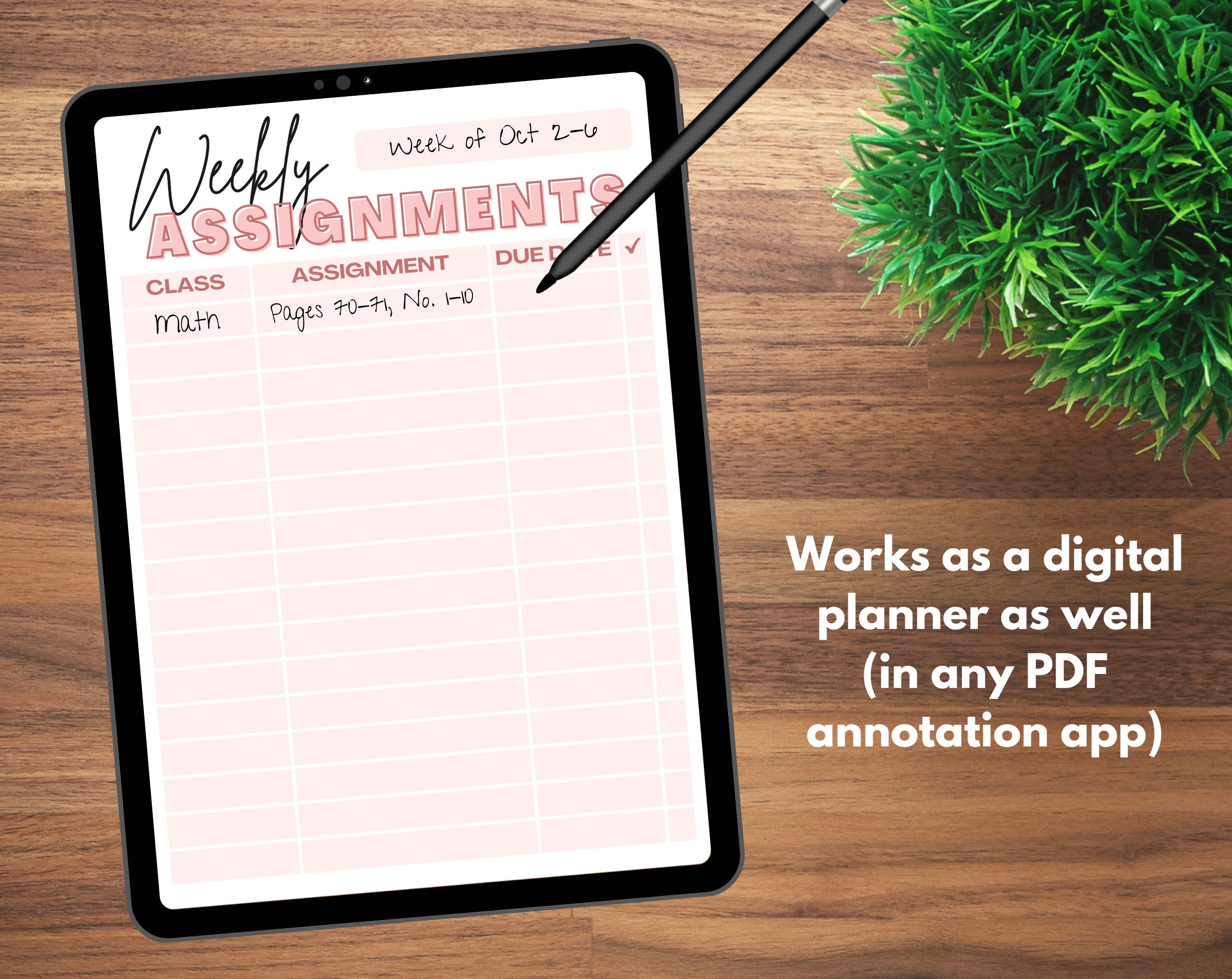 Printable Weekly Assignment Tracker, Letter, A4, Weekly Assignment ...