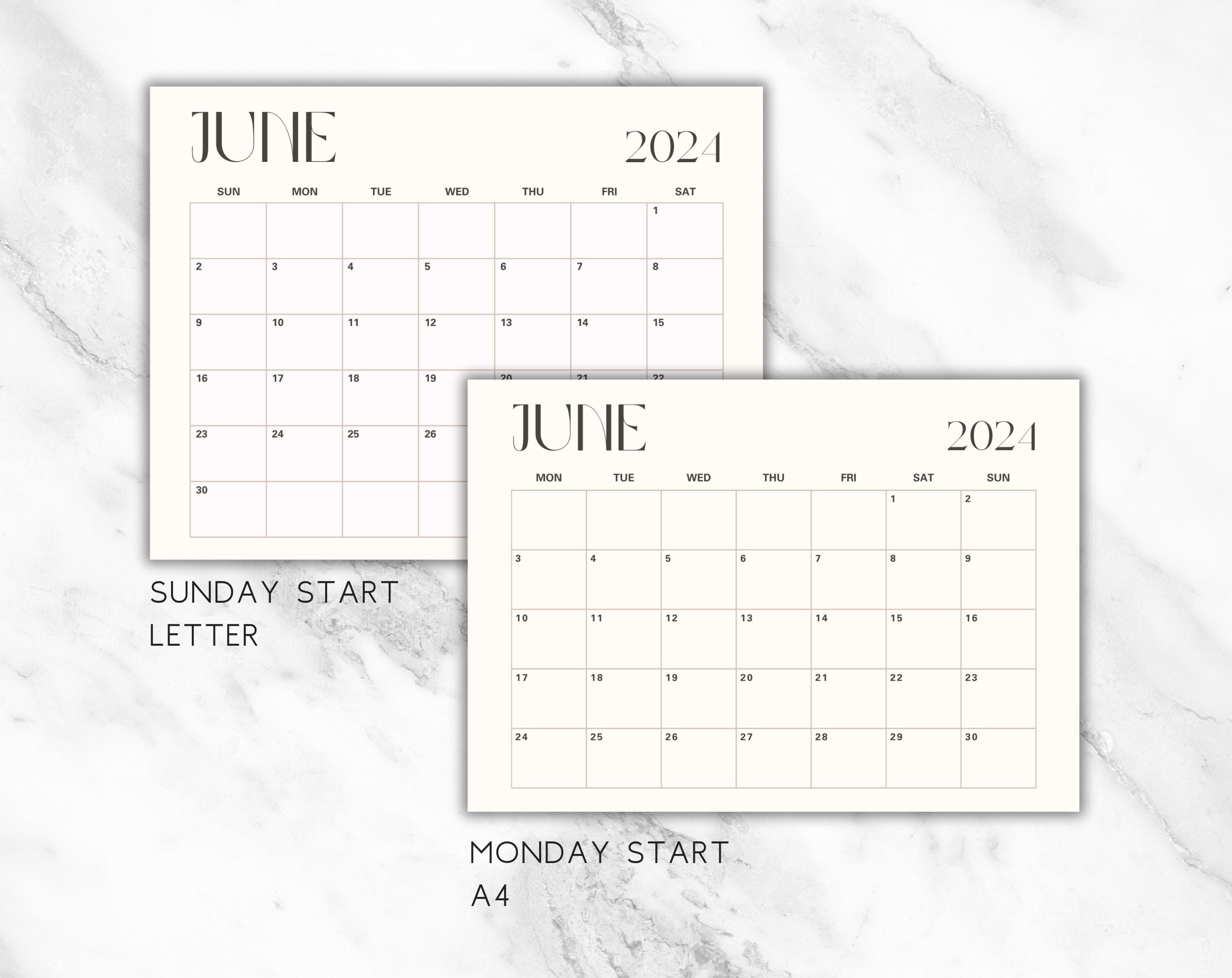 Editable June 2024 Calendar Printable, Simple Modern June 2024 ...