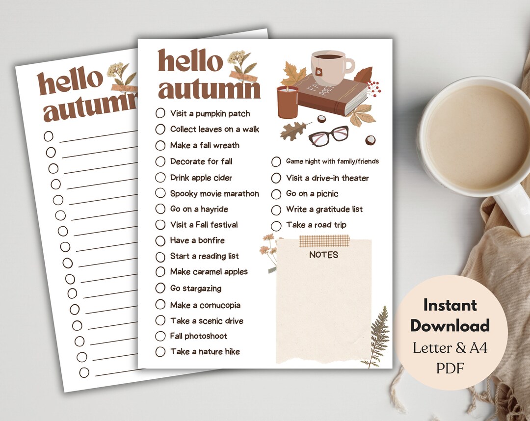 Editable Fall Bucket List, Printable Fall Bucket List,letter Autumn ...