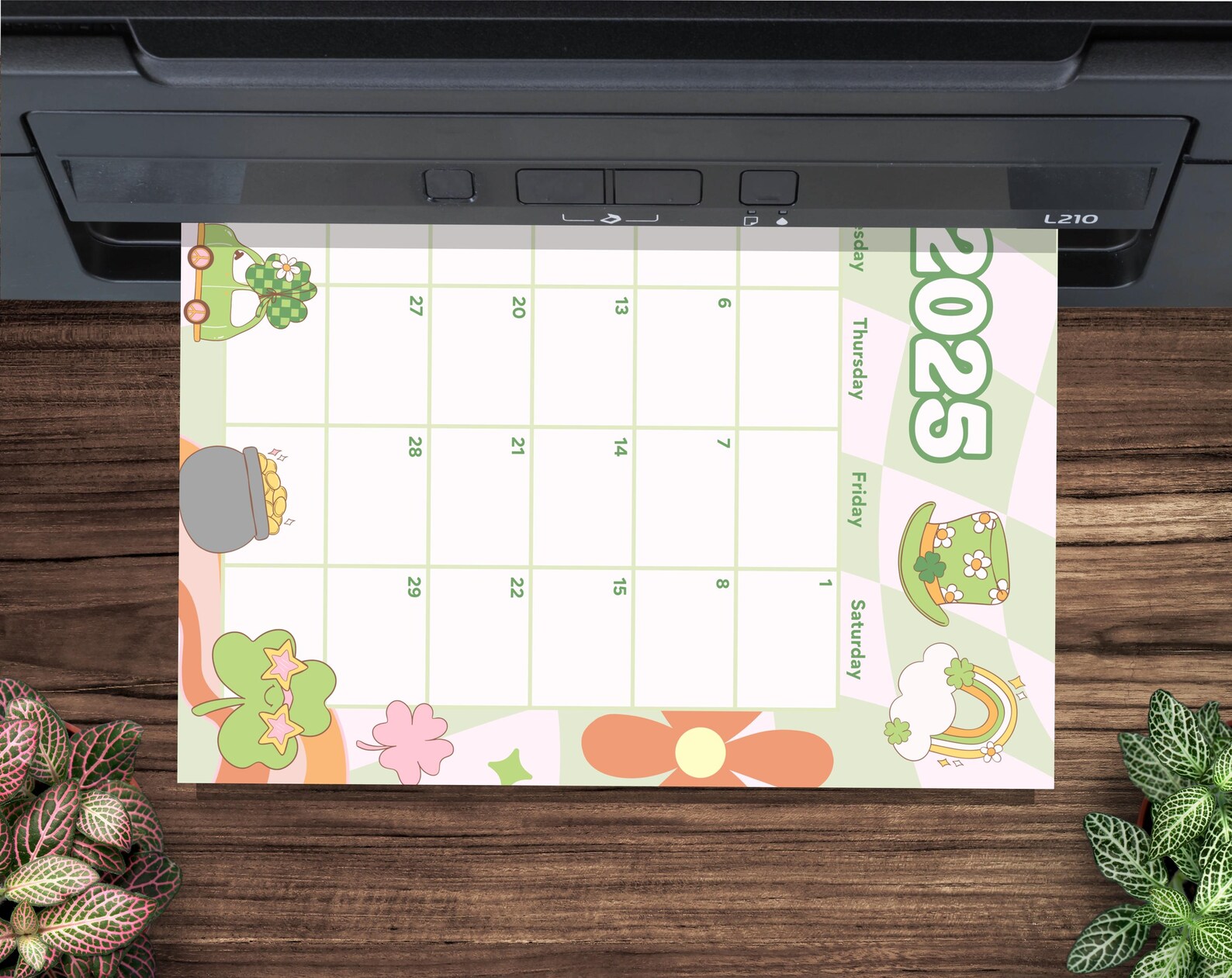 Editable March 2025 Calendar Printable, Retro March 2025 Printable ...