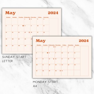 Editable May 2024 Calendar Printable With Moon Phases, Letter, A4 ...